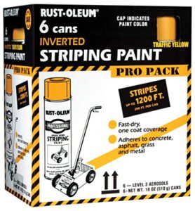 rust-oleum p2548849 professional striping spray paint contractor pack, 18 oz (pack of 6), yellow