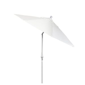 California Umbrella 9' Round Aluminum Market Umbrella, Crank Lift, Collar Tilt, White Pole, White Olefin