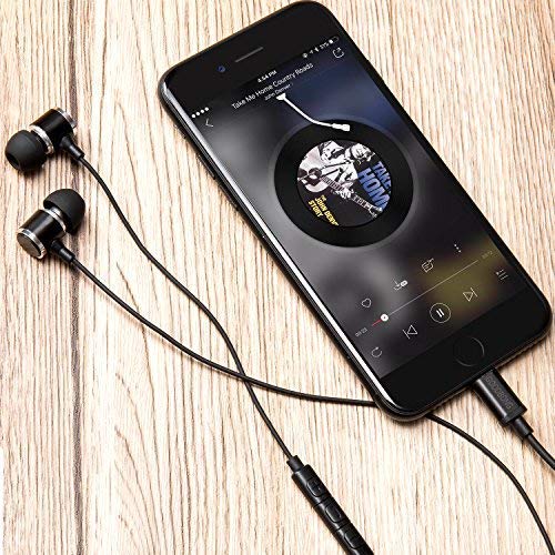 GOODBONG Bass Stereo Sound Wired Lightning Headphones Compatible with iPhone15 14 13 12 /iPad/iPod,MFi Certified Earbuds in-Ear Earphones with Microphone and Volume Control(Black)