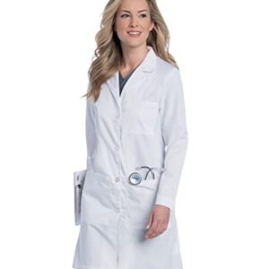 Landau womens Landau Relaxed Fit 5-pocket 4-button Full-length for Women 3153 Medical Lab Coat, White Twill, 8 US