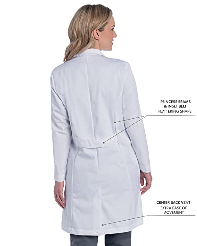 Landau womens Landau Relaxed Fit 5-pocket 4-button Full-length for Women 3153 Medical Lab Coat, White Twill, 8 US