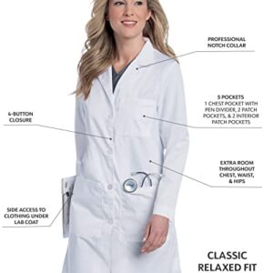 Landau womens Landau Relaxed Fit 5-pocket 4-button Full-length for Women 3153 Medical Lab Coat, White Twill, 8 US