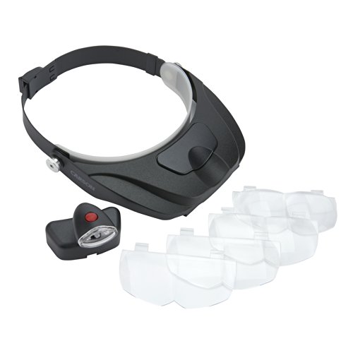 Carson Pro Series MagniVisor Deluxe Head-Worn LED Lighted Magnifier with 4 Different Lenses (1.5x, 2x, 2.5x, 3x) (CP-60)