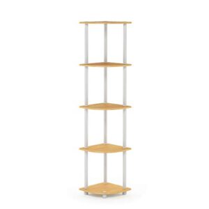 furinno turn-n-tube 5 tier corner display rack multipurpose shelving unit, 1-pack, beech/white