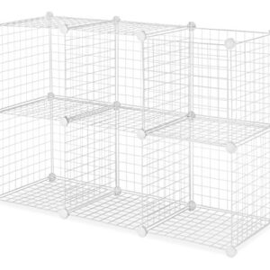 Whitmor Storage Cubes - Stackable Interlocking Wire Shelves - White (Set of 6)