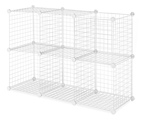 Whitmor Storage Cubes - Stackable Interlocking Wire Shelves - White (Set of 6)