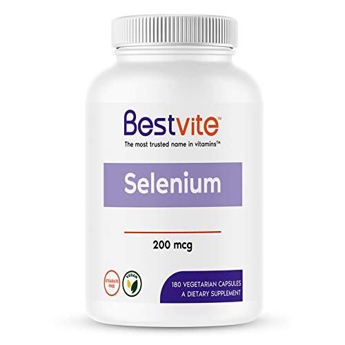 BESTVITE Selenium 200mcg (180 Vegetarian Capsules) - No Stearates - No Flow Agents - Vegan - Non-GMO - Gluten Free