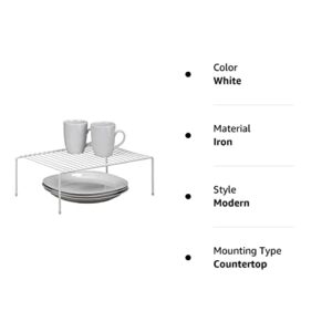 Kitchen Details Free Standing Helper Cabinet and Countertop Shelf Organizer | Good for Dishes | Mugs | Glasses | Bowls | Large | White