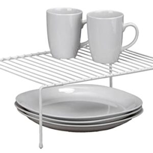 Kitchen Details Free Standing Helper Cabinet and Countertop Shelf Organizer | Good for Dishes | Mugs | Glasses | Bowls | Large | White