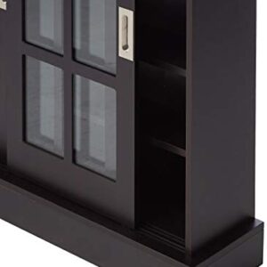 Atlantic Windowpane Media/Storage Cabinet - Tempered Glass Pane Sliding Doors, Stores Optical Media Like CD/DVD/BD/Game Discs, Collectables & Memorabilia Collections, PN 94835757 in Espresso