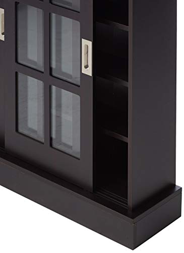 Atlantic Windowpane Media/Storage Cabinet - Tempered Glass Pane Sliding Doors, Stores Optical Media Like CD/DVD/BD/Game Discs, Collectables & Memorabilia Collections, PN 94835757 in Espresso