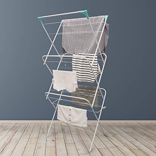 JVL Three-Tier Folding Concertina Laundry Washing Clothes Horse Airer, White,138 x 63