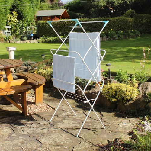 JVL Three-Tier Folding Concertina Laundry Washing Clothes Horse Airer, White,138 x 63