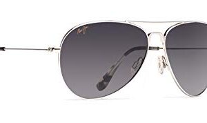 Maui Jim Men's and Women's Mavericks Polarized Aviator Sunglasses, Silver/Neutral Grey, Medium