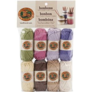 lion brand yarn bonbons yarn, nature 8 x 28 yd/26 m