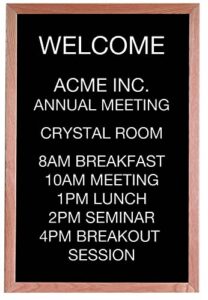 aarco oak framed open faced letter board message center with black felt panel - 36"hx24"w