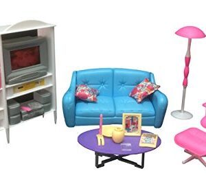 Gloria Dollhouse Furniture - Family Room TV Couch Ottoman Playset