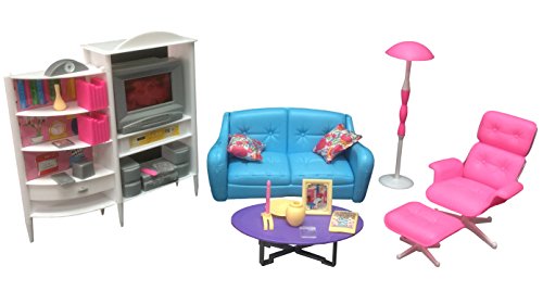 Gloria Dollhouse Furniture - Family Room TV Couch Ottoman Playset