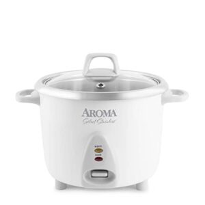 aroma housewares select stainless rice cooker & warmer with uncoated inner pot, 14-cup(cooked) / 3qt, arc-757sg