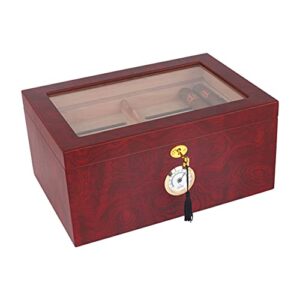 mantello humidor 100 cigar capacity, glass-top 100 cigar humidor, cigar humidor 100 with hygrometer and removable cedar tray