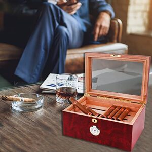 Mantello Humidor 100 Cigar Capacity, Glass-top 100 Cigar Humidor, Cigar Humidor 100 with Hygrometer and Removable Cedar Tray