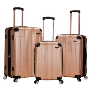 rockland london hardside spinner wheel luggage, champagne, 3-piece set (20/24/28)