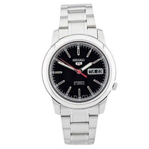 stainless steel seiko 5 automatic black dial