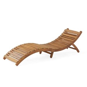 christopher knight home lahaina wood outdoor chaise lounge, natural yellow