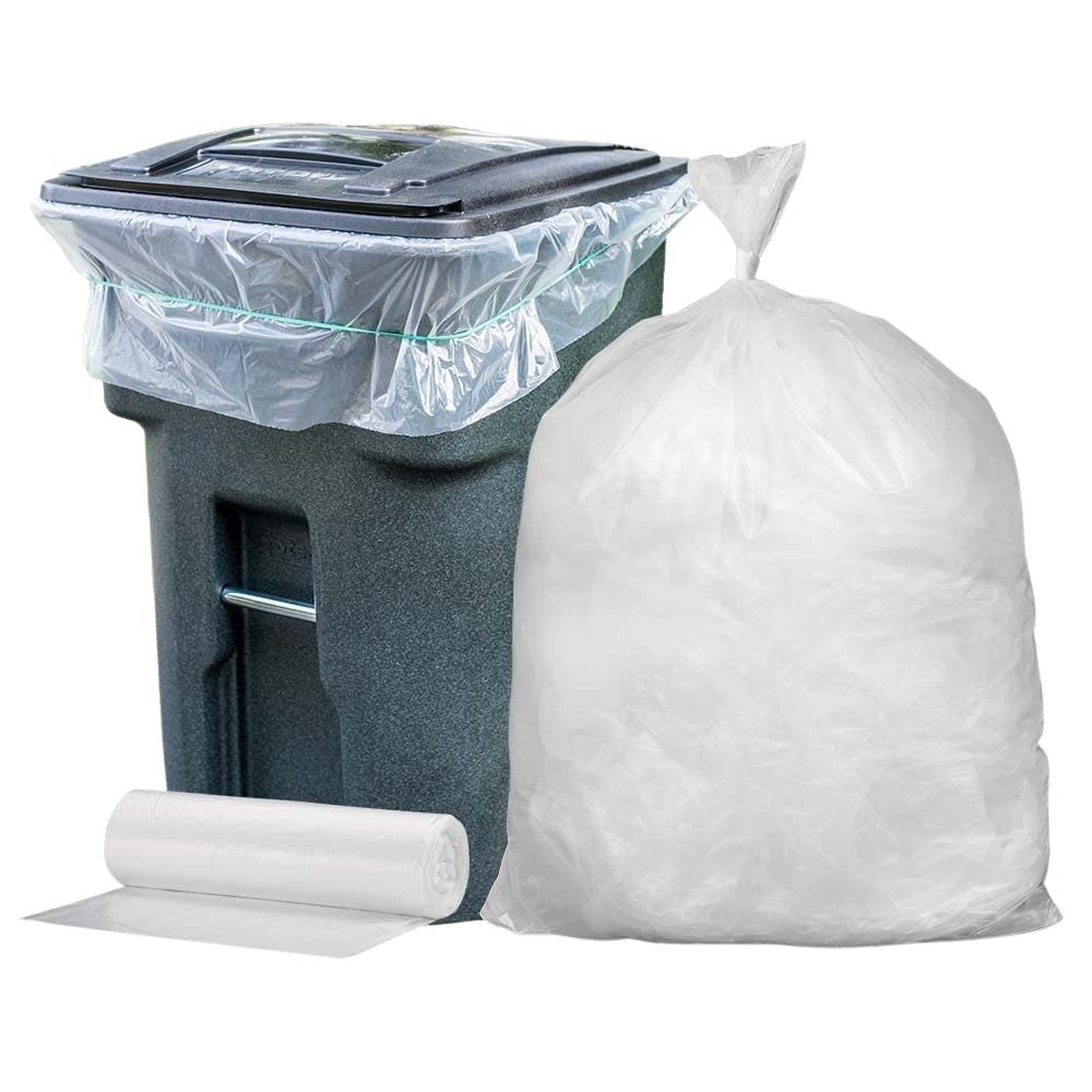 Plasticplace 65 gallon Trash Bags │ 1.5 Mil │ Clear Heavy Duty Garbage Can Liners │ 50” x 48” (50Count)