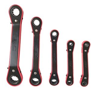 EZ Travel Collection Offset Ratchet Box Wrench Set 5 Piece SAE Forged Polished Full Automotive