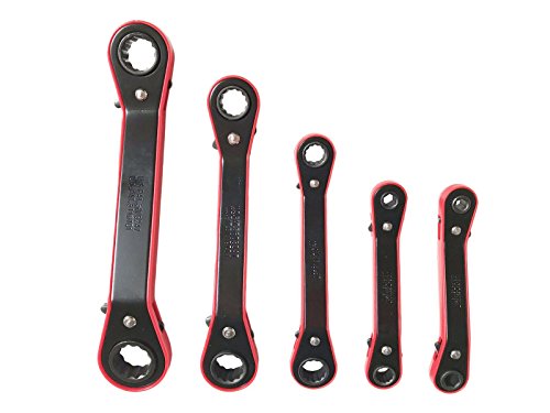 EZ Travel Collection Offset Ratchet Box Wrench Set 5 Piece SAE Forged Polished Full Automotive