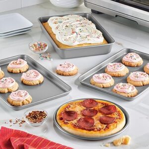 Farberware Bakeware Steel Nonstick Toaster Oven Pan Set, 4-Piece Baking Set, Gray