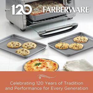 Farberware Bakeware Steel Nonstick Toaster Oven Pan Set, 4-Piece Baking Set, Gray