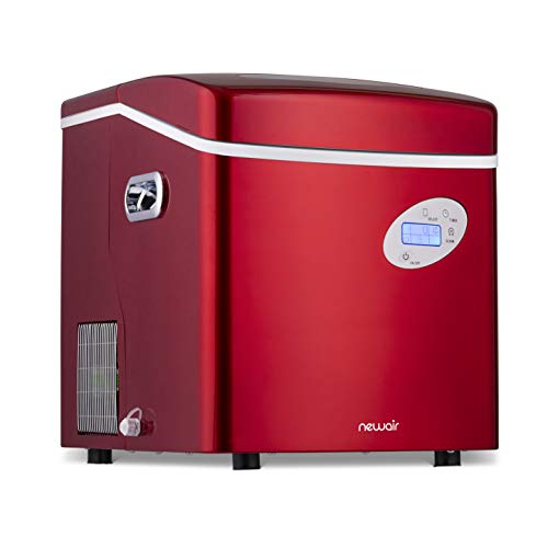 NewAir Portable Ice Maker 50 lb. Daily | Red | 3 Size Bullet Shaped Ice | First Batch Under 10 Minutes | Self Cleaning Quiet Operation Countertop Ice Machine | AI-215R