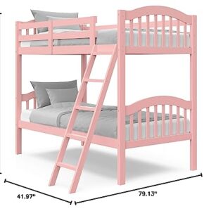 Storkcraft Long Horn Twin-Over-Twin Bunk Bed (Pink) - GREENGUARD Gold Certified, Converts to 2 individual twin beds