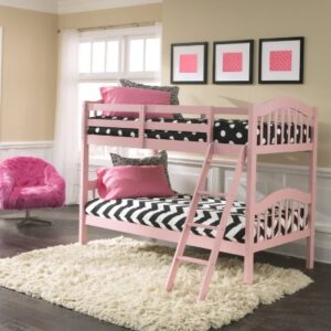 Storkcraft Long Horn Twin-Over-Twin Bunk Bed (Pink) - GREENGUARD Gold Certified, Converts to 2 individual twin beds