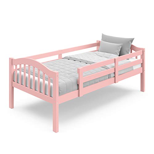 Storkcraft Long Horn Twin-Over-Twin Bunk Bed (Pink) - GREENGUARD Gold Certified, Converts to 2 individual twin beds