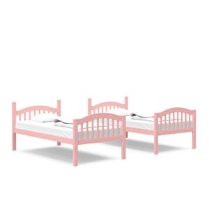 Storkcraft Long Horn Twin-Over-Twin Bunk Bed (Pink) - GREENGUARD Gold Certified, Converts to 2 individual twin beds