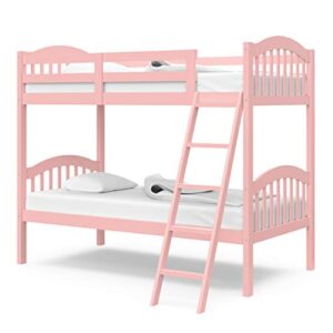 Storkcraft Long Horn Twin-Over-Twin Bunk Bed (Pink) - GREENGUARD Gold Certified, Converts to 2 individual twin beds