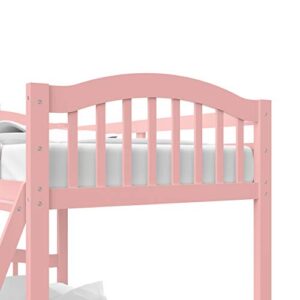 Storkcraft Long Horn Twin-Over-Twin Bunk Bed (Pink) - GREENGUARD Gold Certified, Converts to 2 individual twin beds