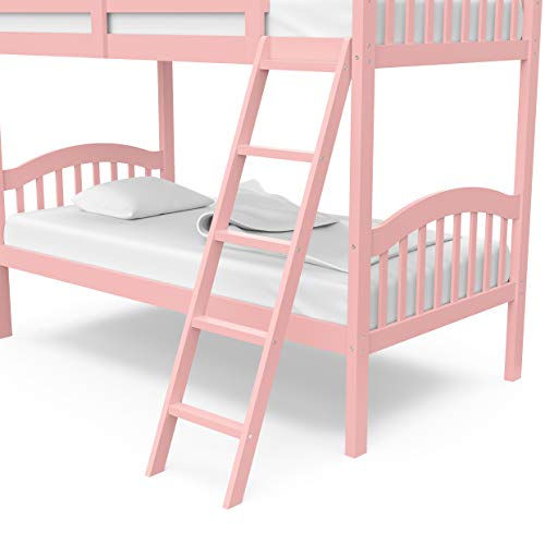 Storkcraft Long Horn Twin-Over-Twin Bunk Bed (Pink) - GREENGUARD Gold Certified, Converts to 2 individual twin beds