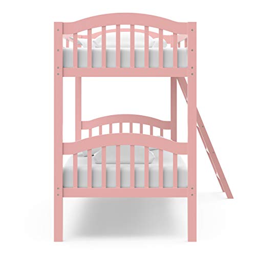 Storkcraft Long Horn Twin-Over-Twin Bunk Bed (Pink) - GREENGUARD Gold Certified, Converts to 2 individual twin beds