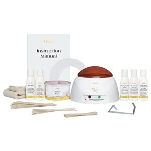 gigi student starter hair removal kit, ultimate waxing set for beginners, for brows, upper lip, underarms, chest, legs, and bikini area, with post and pre wax treatments, for all skin & hairtypes