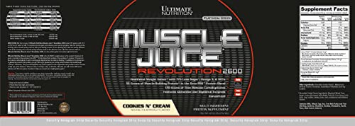 Ultimate Nutrition Muscle Juice Revolution Weight and Lean Muscle Mass Gainer Protein Powder with Glutamine, Micellar Casein and Time Release Complex Carbohydrates, Cookies N Cream, 4.69 Pounds