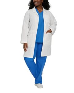 landau relaxed fit 5-pkt 3-button full-length notebook lab coat for women 3165 white