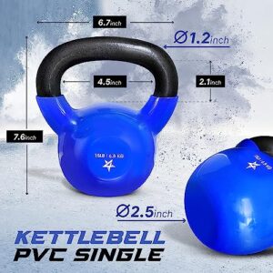 Yes4All Vinyl Coated Kettlebell Weights Set – Great for Full Body Workout and Strength Training – Vinyl Kettlebell 15 lbs