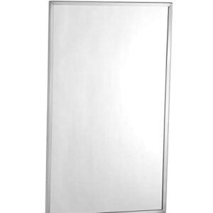 Bobrick 165 Series 430 Stainless Steel Channel Frame Glass Mirror, Bright Finish, 24" Width x 36" Height