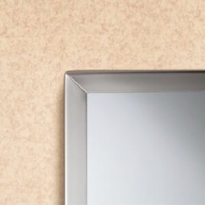 Bobrick 165 Series 430 Stainless Steel Channel Frame Glass Mirror, Bright Finish, 24" Width x 36" Height