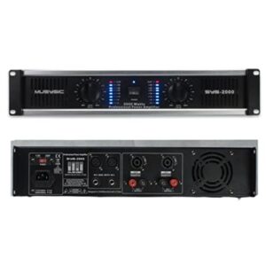 musysic 2 channel power amplifier distortion free and clear sound - professional 2u chassis rack mount amplifiers for djs/experts/events w/atr technology/xlr and 1/4 inch inputs - 2000watts