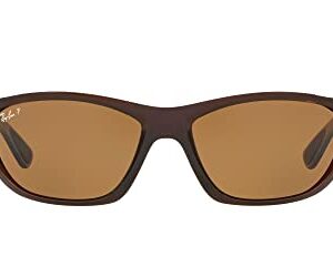 Ray-Ban RB4188 Wrap Sunglasses, Shiny Brown/Brown Polarized, 63 mm